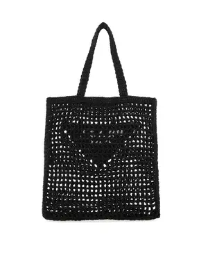 Prada Crocheted Tote Bag With Embroidered Logo