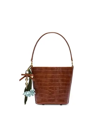 SELF-PORTRAIT Small Croco Embossed Leather Bucket Bag