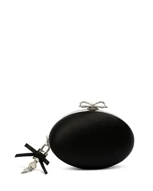 SELF-PORTRAIT Mini Satin Oval Clutch Black