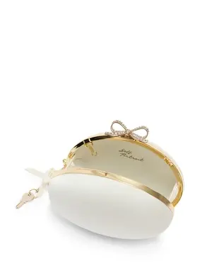 SELF-PORTRAIT Mini Satin Oval Clutch - Cream