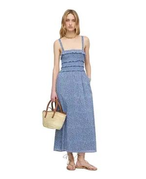Hill House Home The Annaliese Nap Dress - Cornflower Ditsy Thistle