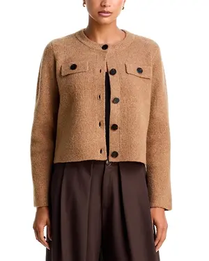 Aqua Boucle Cardigan - Camel