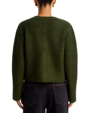 Aqua Boucle Cardigan - Military Green