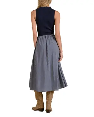 Elan Mock Neck Sleeveless Dress - Blue Stripe