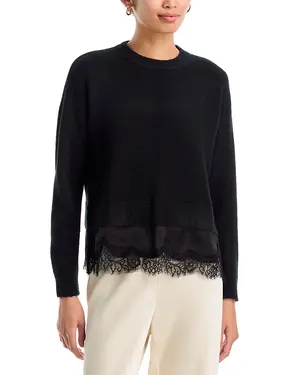 Aqua Aries Layered Look Crewneck Sweater - Exclusive Black