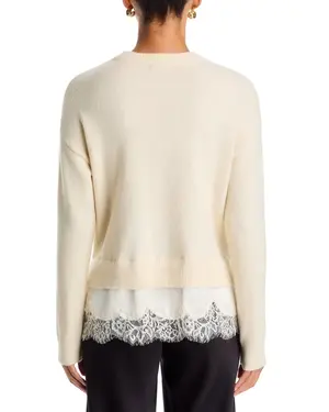 Aqua Aries Layered Look Crewneck Sweater Exclusive - Cream