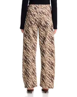 Aqua High Rise Zebra Print Wide Leg Jeans