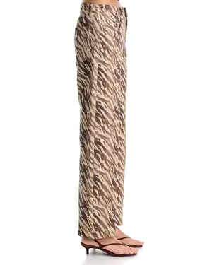 Aqua High Rise Zebra Print Wide Leg Jeans