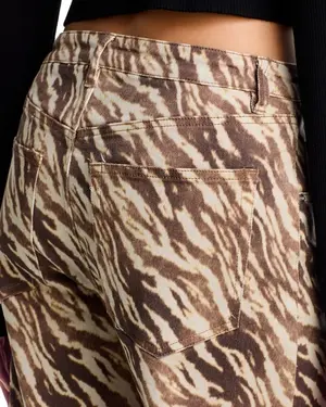 Aqua High Rise Zebra Print Wide Leg Jeans
