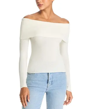 Alice + Olivia Dolan Fold Over Off-the-shoulder Sweater