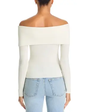 Alice + Olivia Dolan Fold Over Off-the-shoulder Sweater