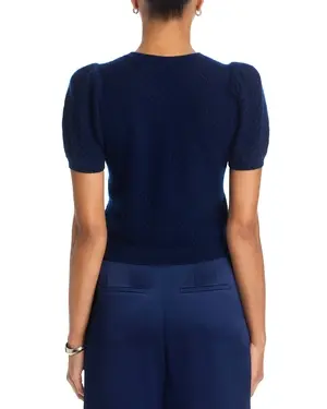 Alice + Olivia Sabine Puffed Sleeve Cashmere Blend Cardigan