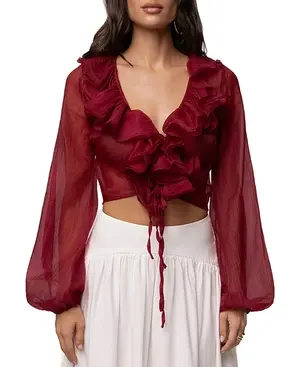 JLUXLABEL Delilah Ruffled Top Berry