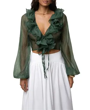 JLUXLABEL Delilah Ruffled Top - Green