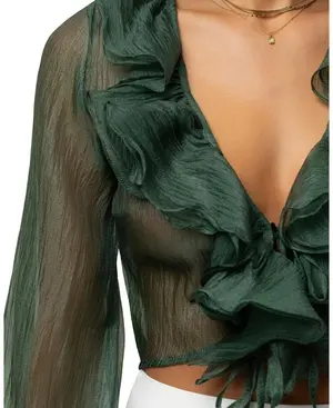JLUXLABEL Delilah Ruffled Top - Green