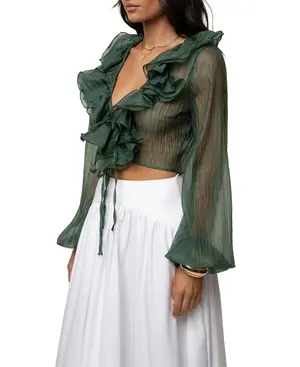 JLUXLABEL Delilah Ruffled Top - Green