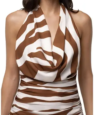JLUXLABEL Zebra Impressions Plunge Maxi Dress