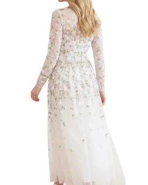 NEEDLE & THREAD Trailing Roses Long Sleeve Maxi Gown