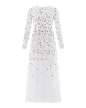 NEEDLE & THREAD Trailing Roses Long Sleeve Maxi Gown