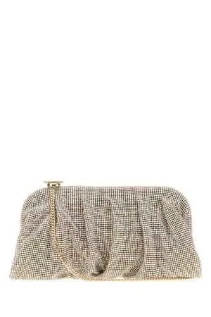 Benedetta Bruzziches Large Venus Embellished Fabric Clutch With Shoulder Strap