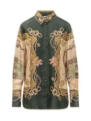 Zimmermann Valiant Twill Shirt - Forest Scarf