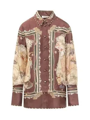 Zimmermann Valiant Twill Shirt With Scarf Detail