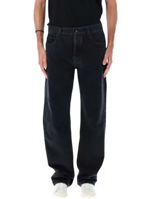 Saint Laurent Mid-rise Relaxed Taper Jeans With Embossed Jacron