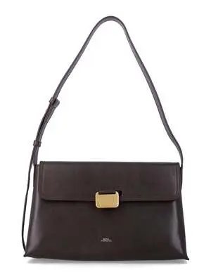 A.p.c. A. P.c. Leather Flap Shoulder Bag Dark Brown