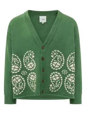 FOUND Paisley Knit Cardigan - Green