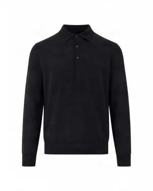BOSS BLACK Long-sleeve Knit Polo Sweater - Black