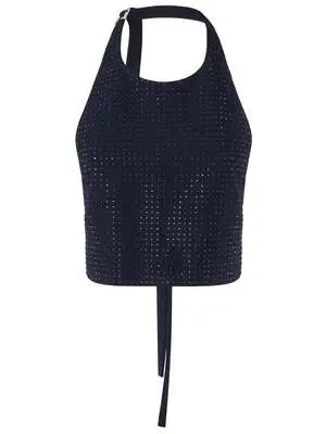 Pinko Sleeveless Halter Neck Top With Tie Detail