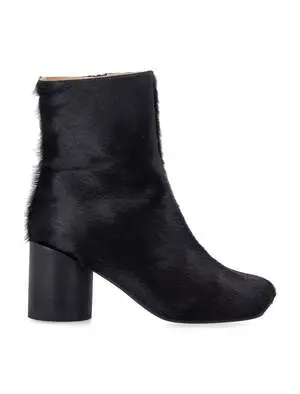 MAISON MARGIELA Square-toe Hair-on Leather Ankle Boots - Marrone