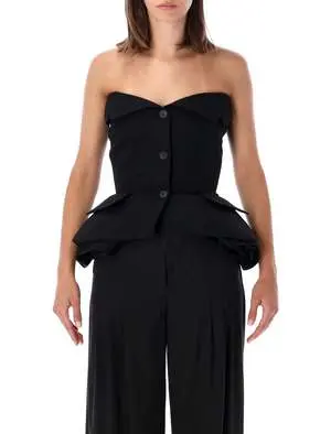 Magda Butrym Strapless Peplum Button-front Top