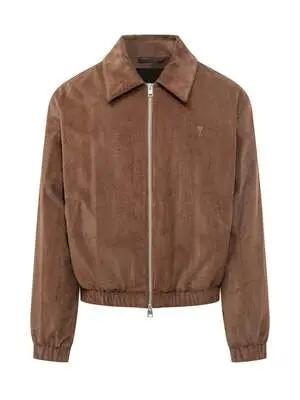 AMI Paris Zip-up Corduroy Jacket With Heart Detail