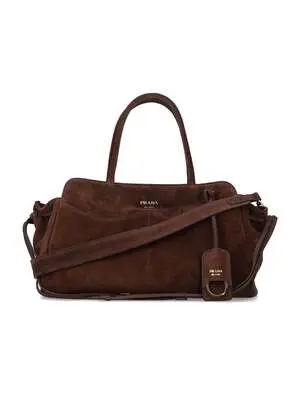 Prada Suede Tote Bag With Shoulder Strap