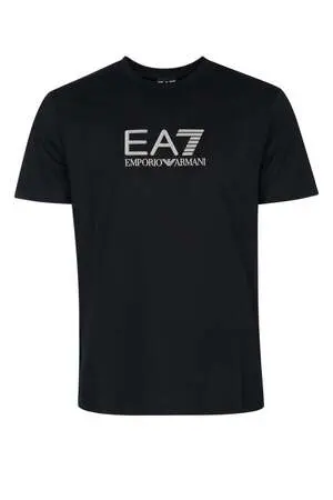 E.A.7 E. A.7 Luxury Cotton Crewneck T-shirt With Oversized Training Logo - Uc001-black