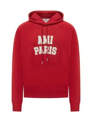 AMI Paris Hoodie With Logo Detail - Rouge Rubis