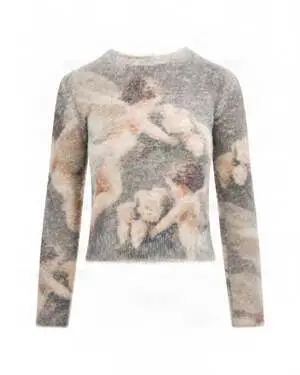 Fiorucci Fuzzy Floral Crewneck Sweater - Brown