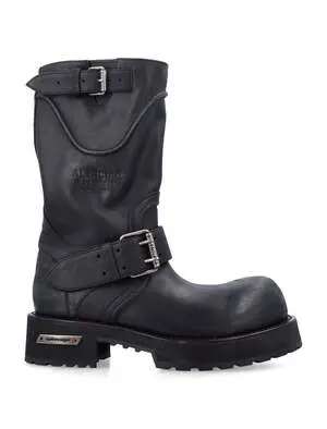 Balenciaga Leather Buckle Combat Boots