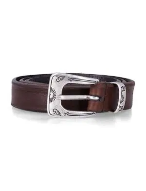 MANCINI 1979 Unstitched Leather Belt With Raw-cut Edges, 2.5 Cm Width - Dark Brown