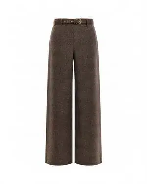 Max Mara Wide-leg Wool Blend Trousers With Belt