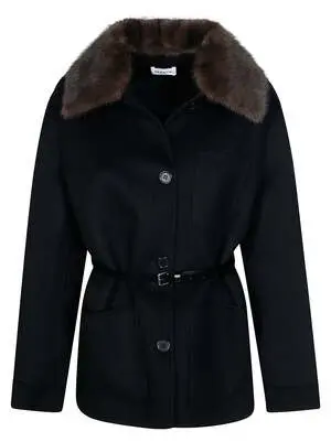 PAROSH Double-breasted Mini Puffer Jacket - Nero