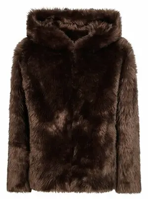 PAROSH Faux Fur Puffer Jacket - Marrone