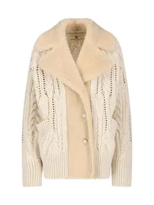 Ermanno Scervino Cable-knit Shearling Collar Jacket