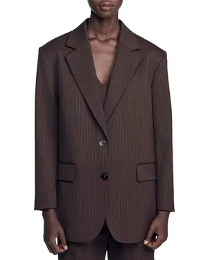 Sandro Amanda Tailored Pinstripe Suit Jacket