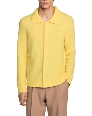 Sandro Bold Collar Button Down Cardigan Sweater