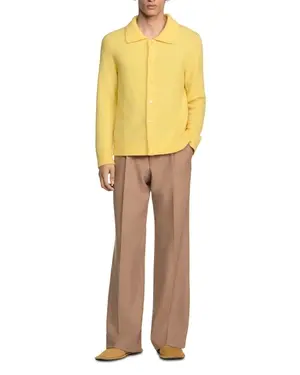 Sandro Bold Collar Button Down Cardigan Sweater