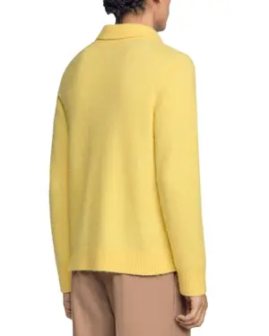 Sandro Bold Collar Button Down Cardigan Sweater