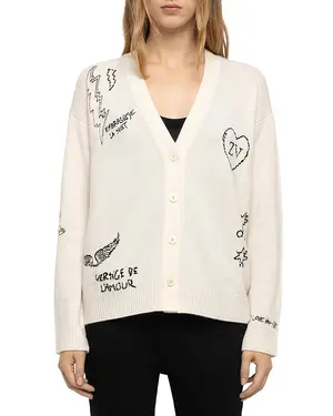 Zadig&Voltaire Mirkaz Cashmere Cardigan With Embroidered Graphics