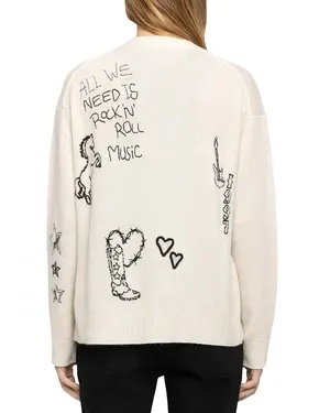 Zadig&Voltaire Mirkaz Cashmere Cardigan With Embroidered Graphics